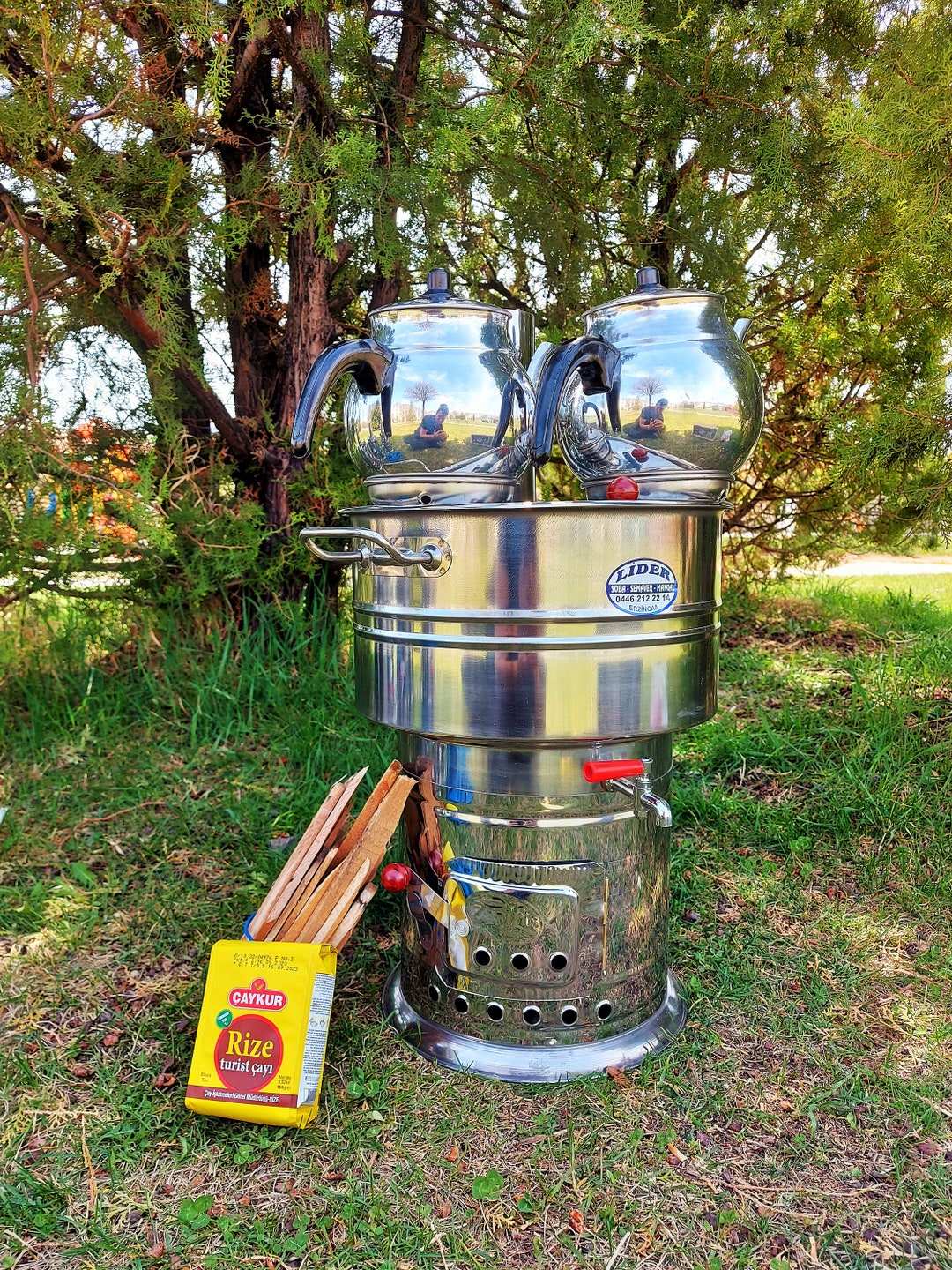 12 LT Chrome Coal Burning Samovar-turkish Tea Set,hot Water Boiler ...