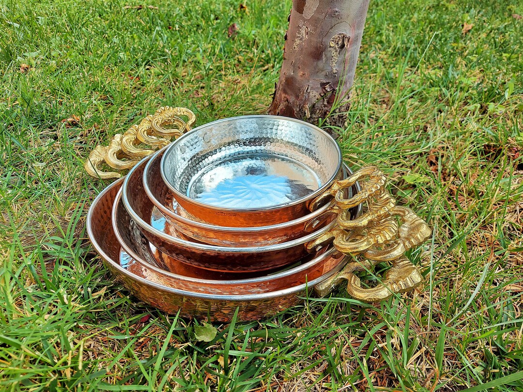 Five Piece Copper Pan Set - Forged Pan, Cooking Pan, Handmade Pot ...