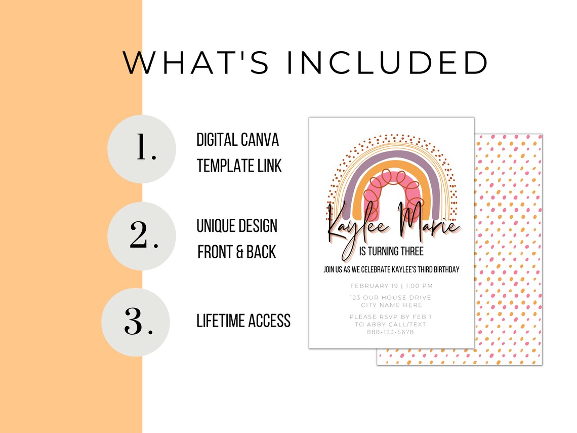 Rainbow Birthday Invitation, Customizable Birthday Invitation, Kids ...