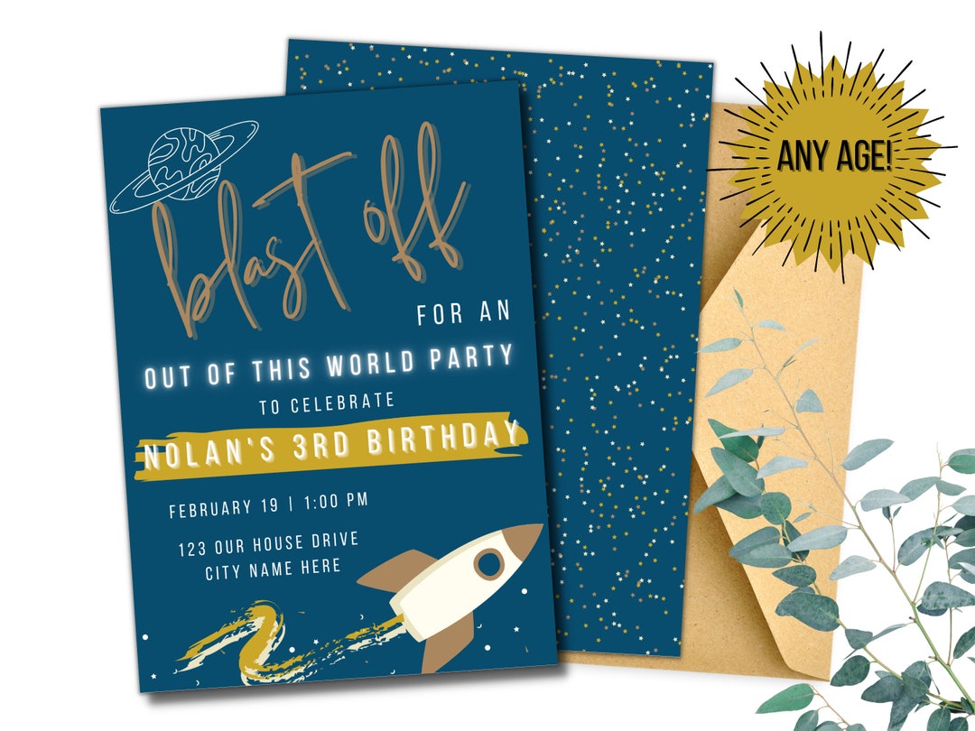 Outer Space Birthday Invitation, Customizable Birthday Invitation ...