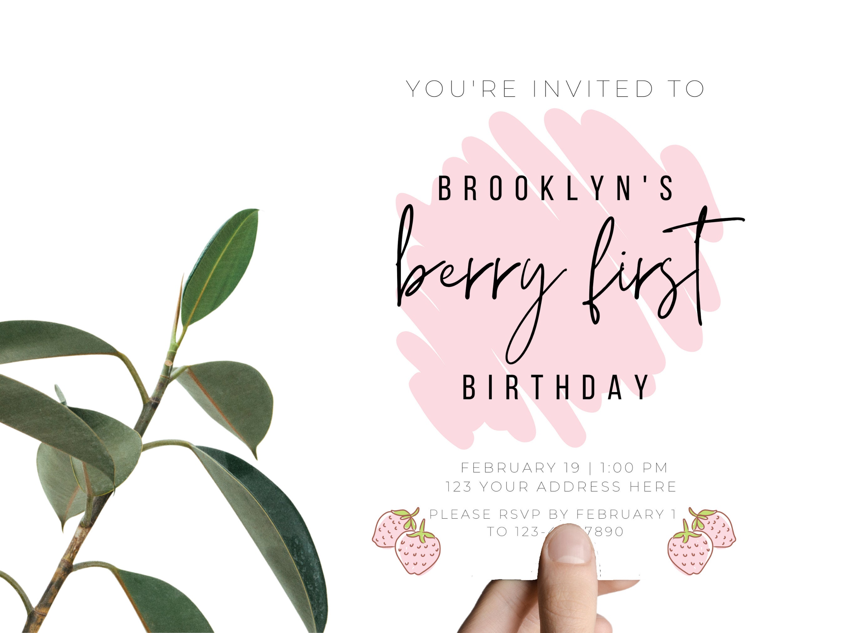 Invitación de fresa invitación de cumpleaños personalizable - Etsy México