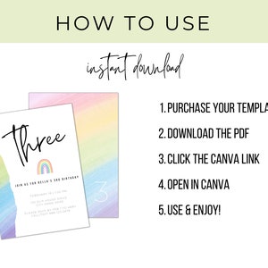 Rainbow Birthday Invitation, Customizable Birthday Invitation, Kids ...