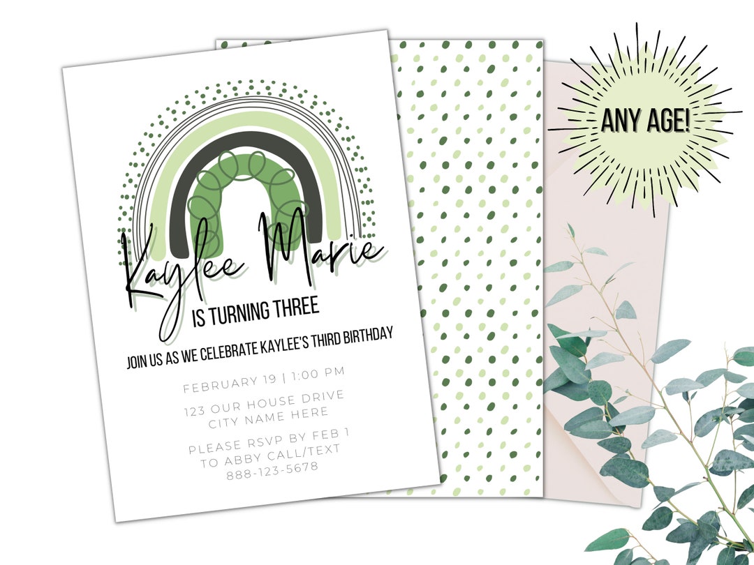 Rainbow Birthday Invitation, Customizable Birthday Invitation, Kids ...