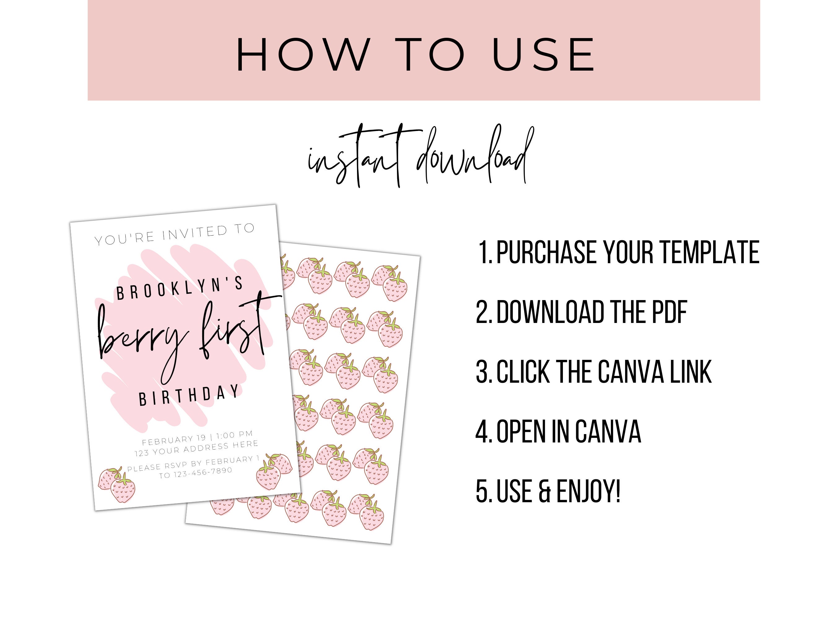 Invitación de fresa invitación de cumpleaños personalizable - Etsy México