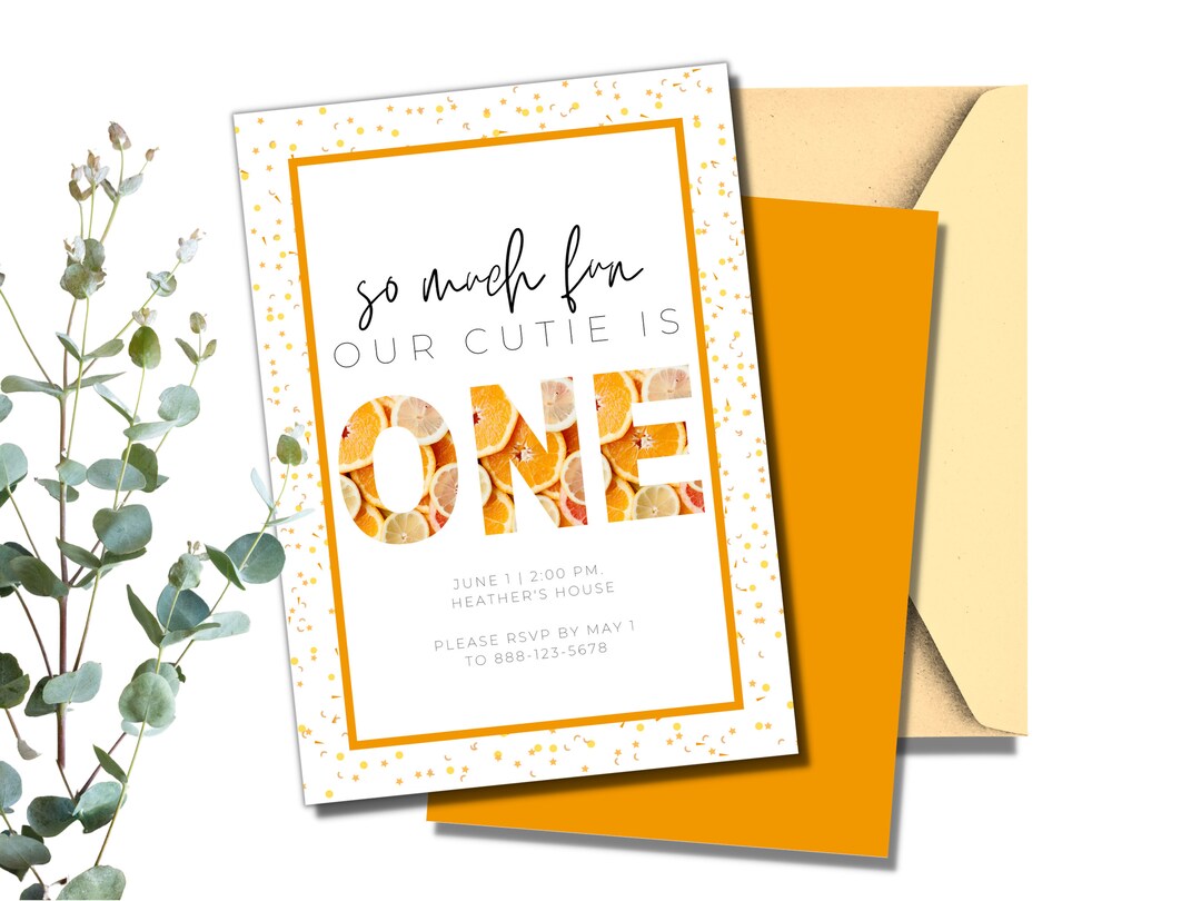 Little Cutie Birthday Invitation, Customizable Birthday Invitation, 1st ...