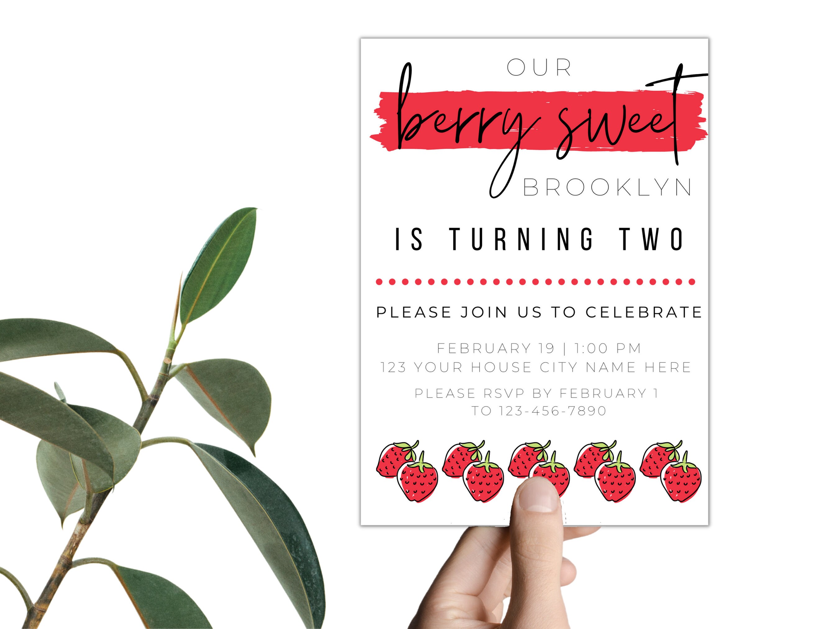Invitación de fresa invitación de cumpleaños personalizable - Etsy México