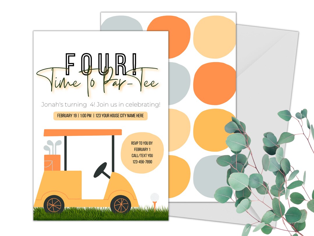 Golf Invitation, Customizable Birthday Invitation, Kids Birthday ...