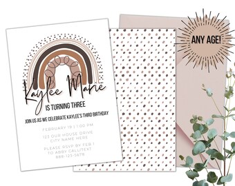 Rainbow Birthday Invitation, Customizable Birthday Invitation, Kids ...