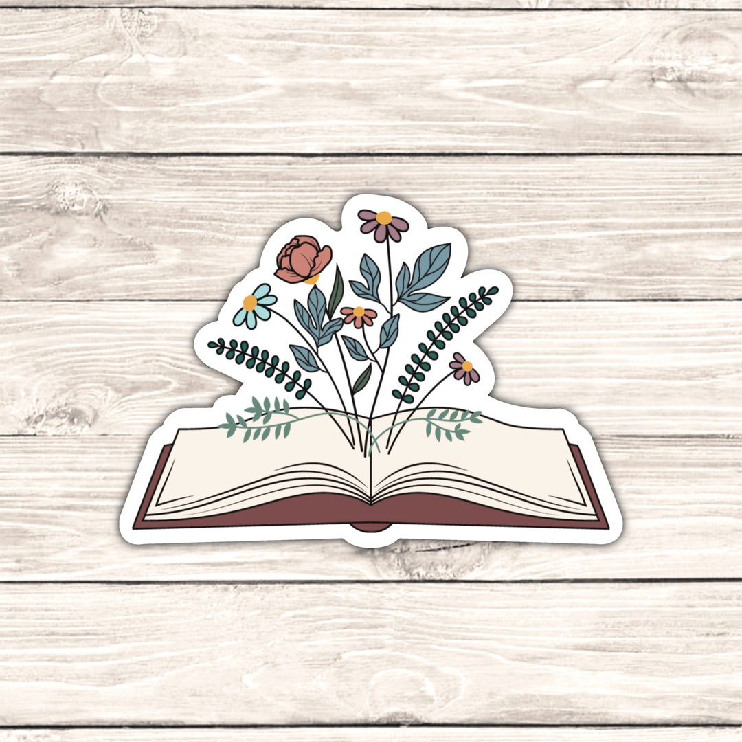 Wildflower Book Sticker, Boho Book Sticker, Reader Gift, Book Lover ...
