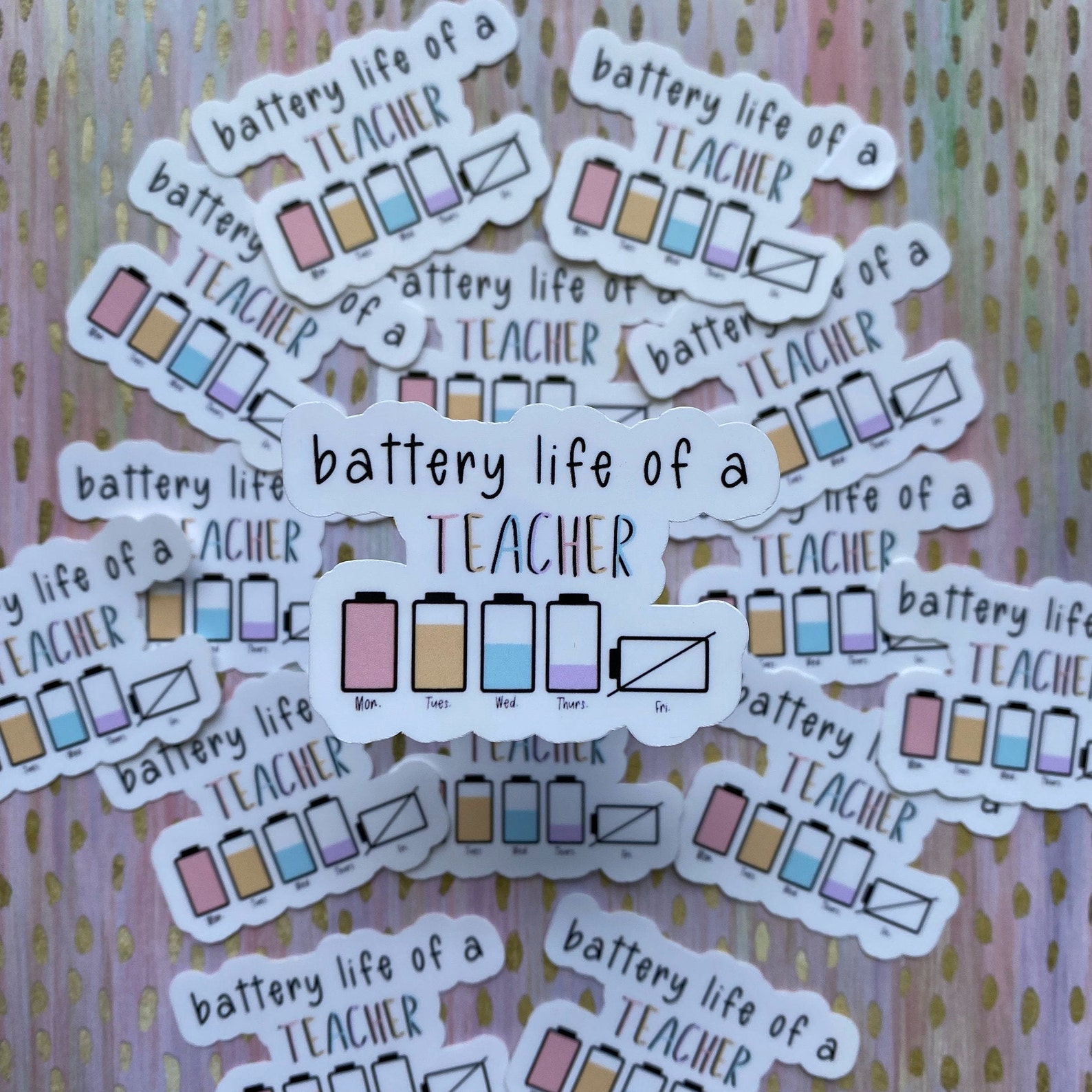 Battery Life of a Teacher Sticker Teacher Stickers Teacher | Etsy