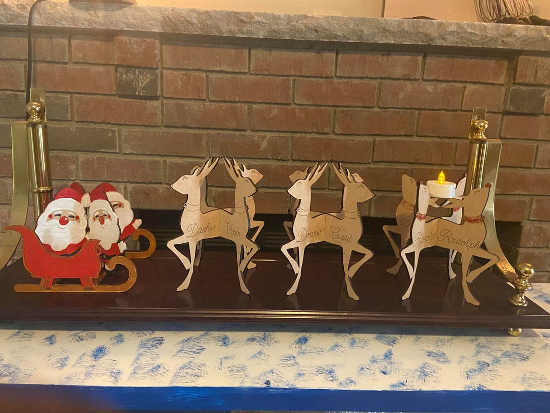 Christmas Scene: Santa, Sleigh, Reindeer, Rudolph Display - DIGITAL ...