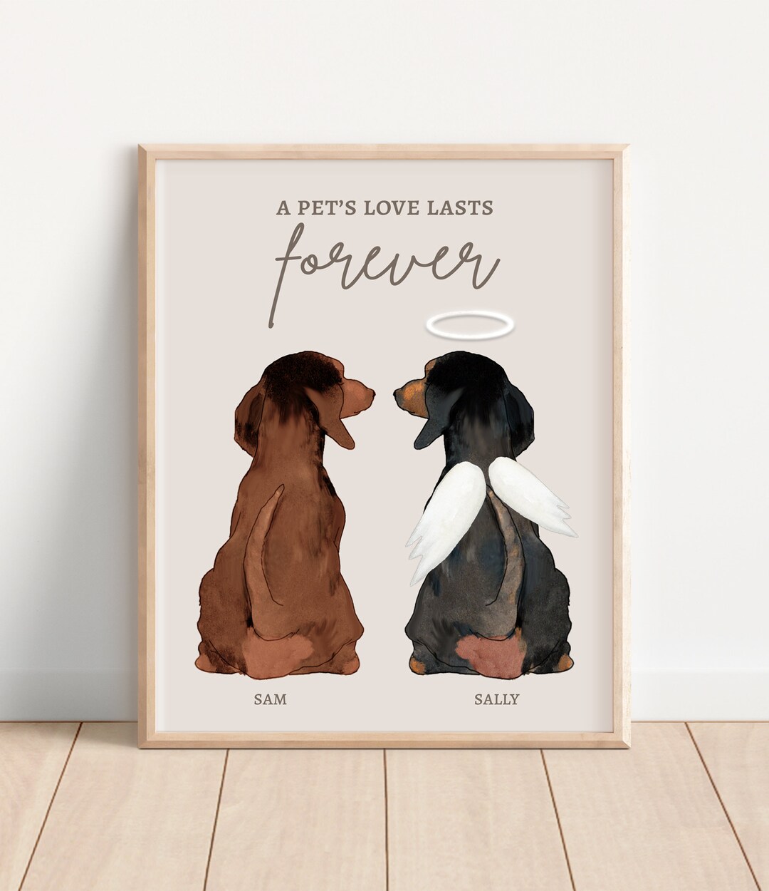 DOG MEMORIAL PORTRAIT, Custom Pet Gift, Personalized Dachshund Memorial ...