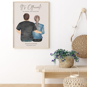 Custom Engagement Gift Idea Personalized Portrait for Engaged - Etsy