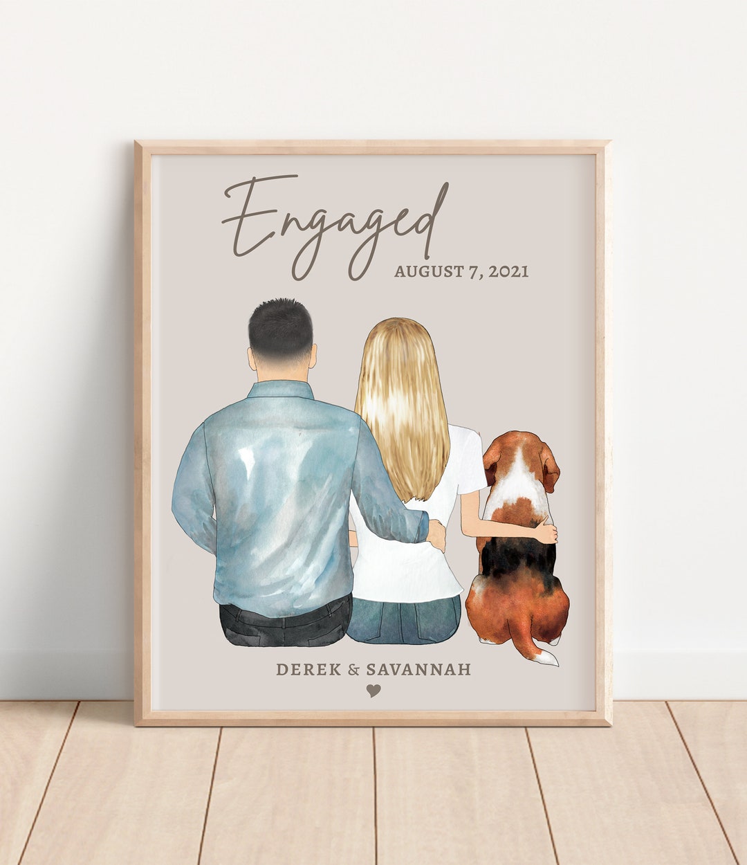 Custom Engagement Gift Idea, Personalized Wall Art for Engaged Couple ...