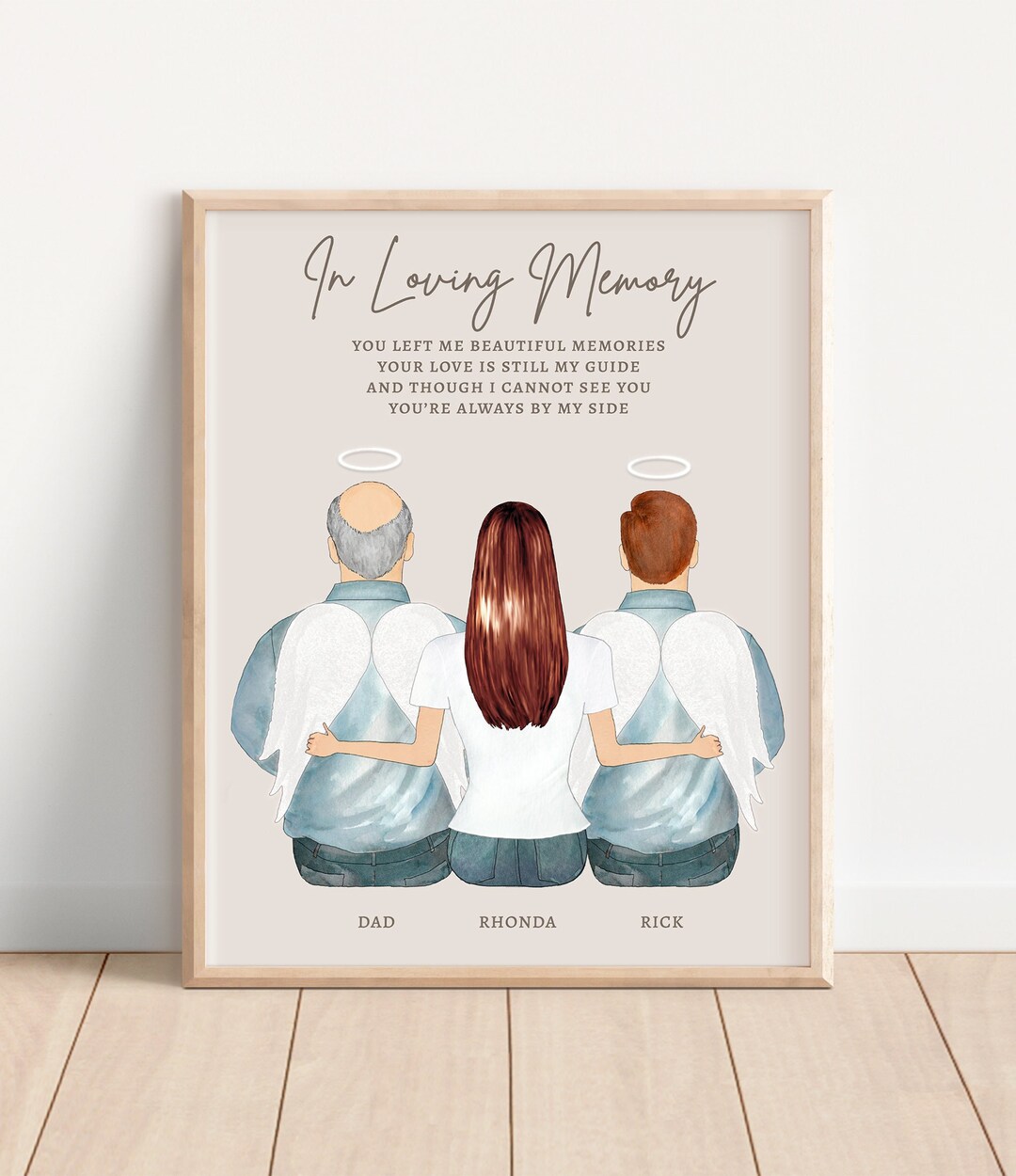 Personalized Family Memorial Print, Deceased Loved One Portrait, Family ...