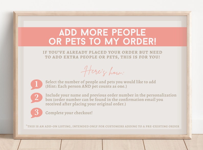 Add Extra People or Pets to My Existing Order - Etsy
