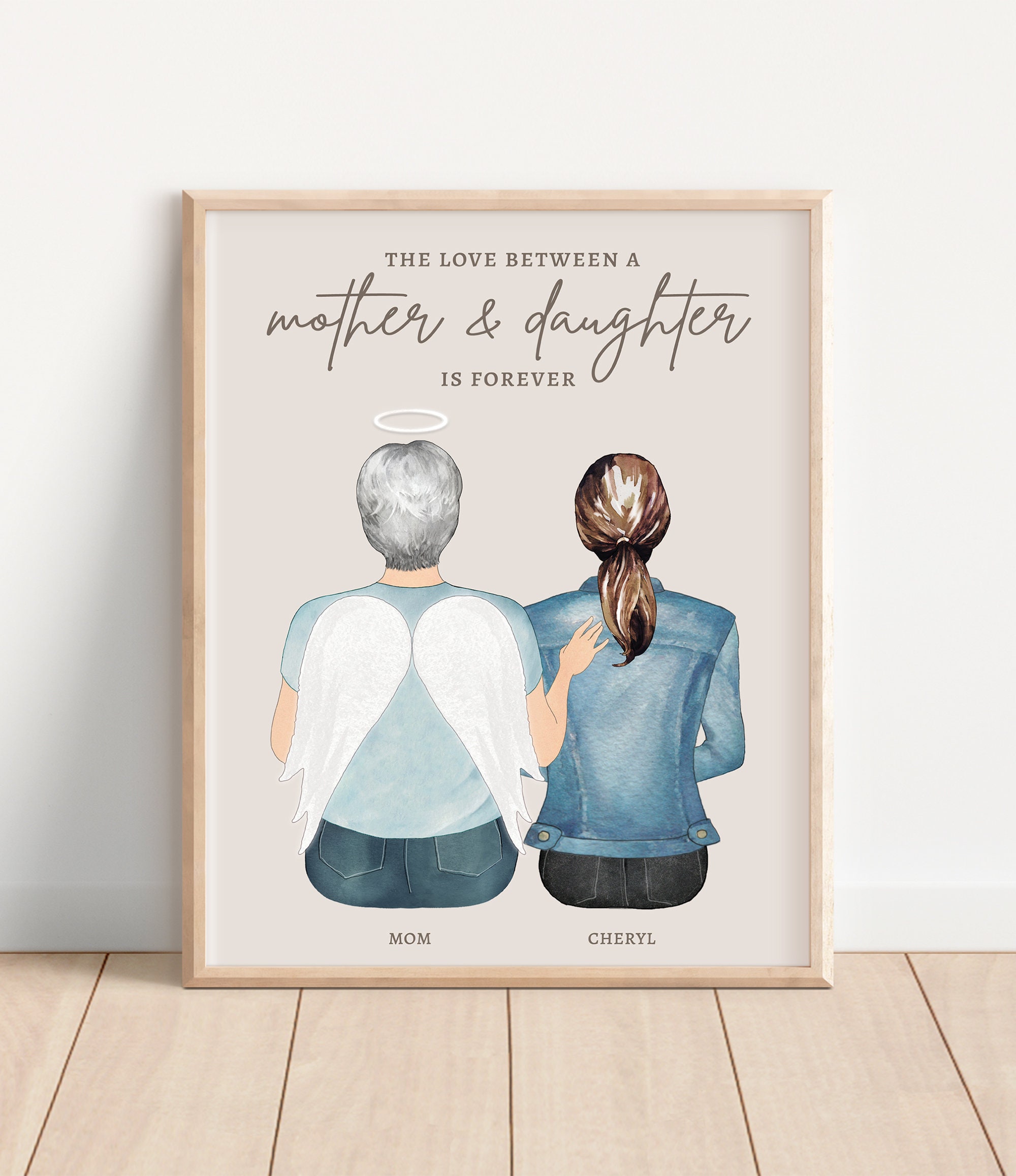 MOTHER DAUGHTER MEMORIAL Portrait, in Loving Memory, Remembrance Gift ...