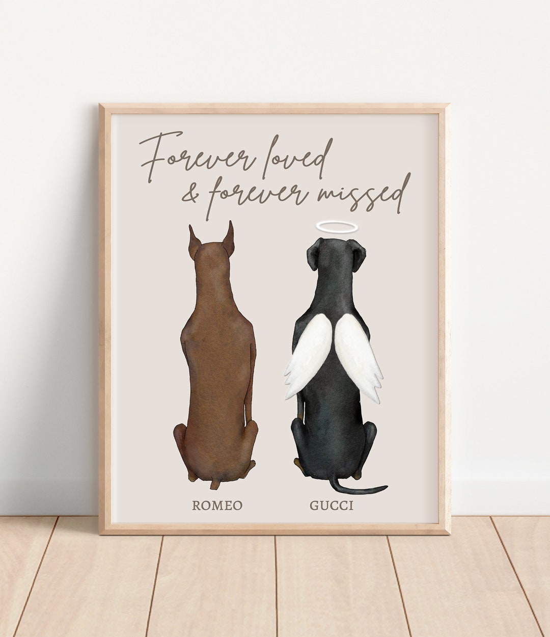 PET MEMORIAL PRINT, Personalized Dobermann Pinscher Portrait, Doberman ...