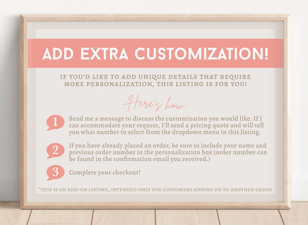 Add Extra Customization to My Order! - Etsy