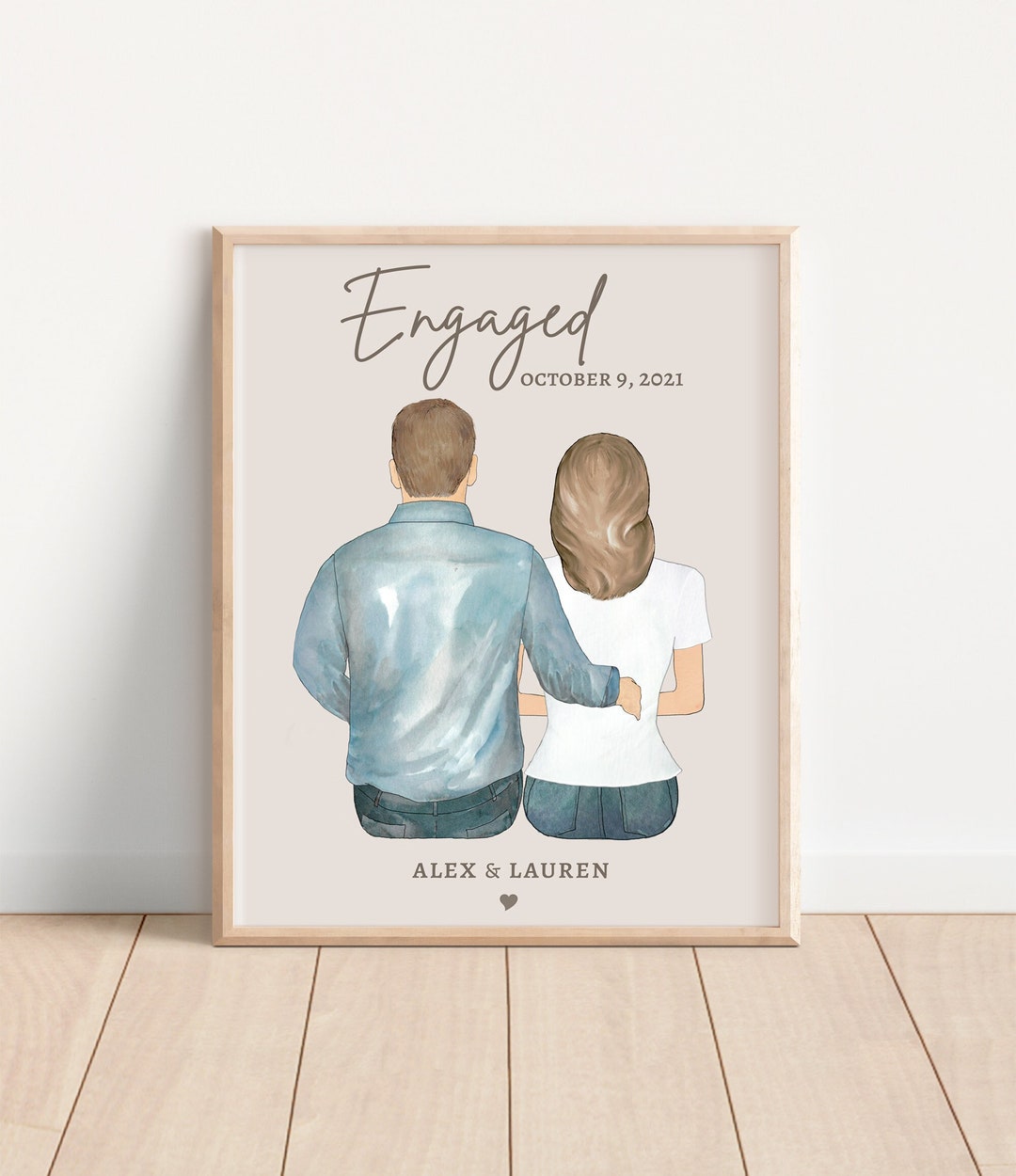 Personalized Wall Art for Engaged Couple, Engagement Gift, Personalized ...