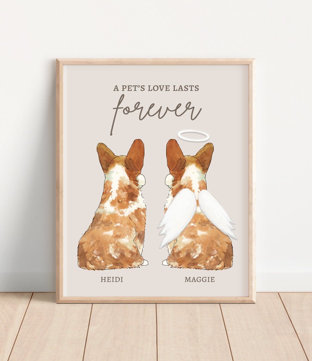 CORGI ANGEL PRINT, Custom Pet Loss Gift, Personalized Memorial, Corgi ...
