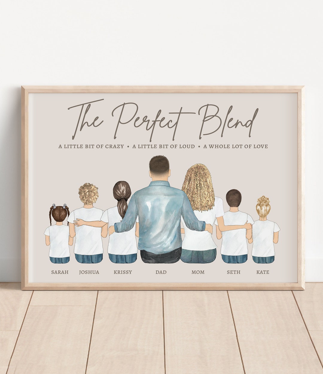 BLENDED FAMILY PORTRAIT Blended Family Gift Personalized - Etsy UK