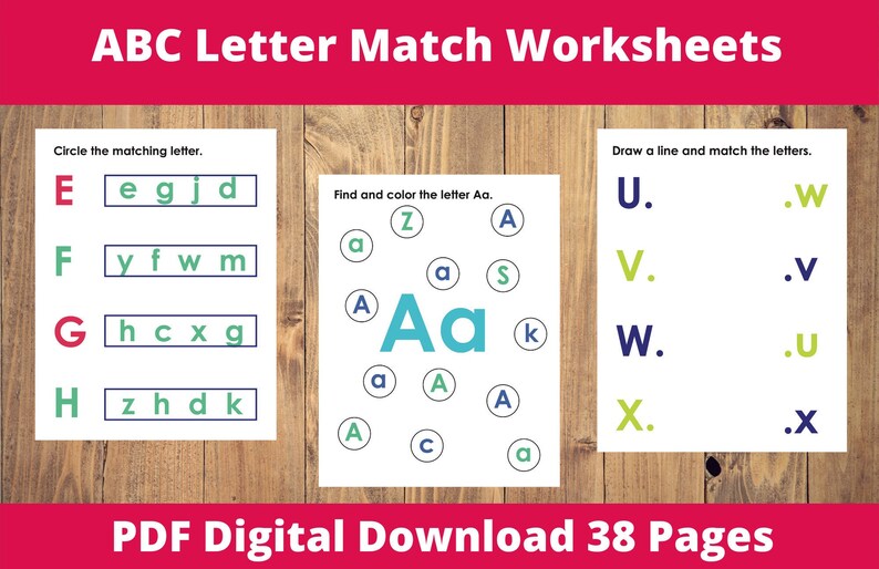 ABC Letter Matching Worksheets | Homeschool Preschool | Extra Practice ...