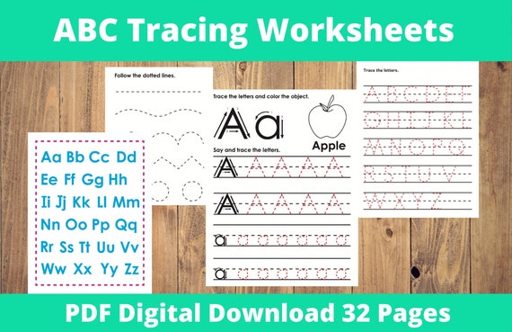 ABC Tracing Worksheets Printable for Homeschool Preschool - Etsy
