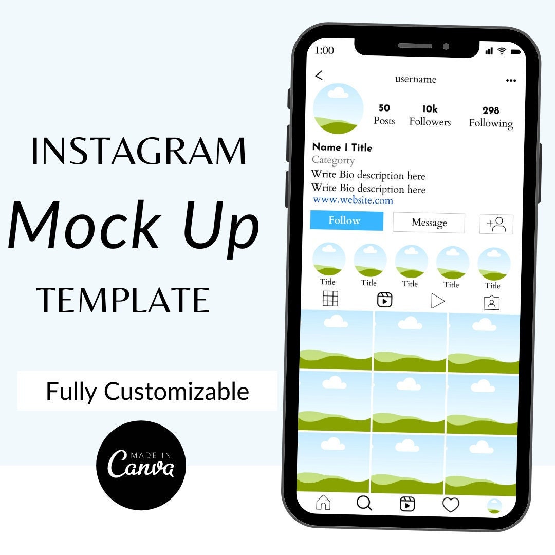Instagram Mock-up in Canva | Customizable Template | Feed Content ...