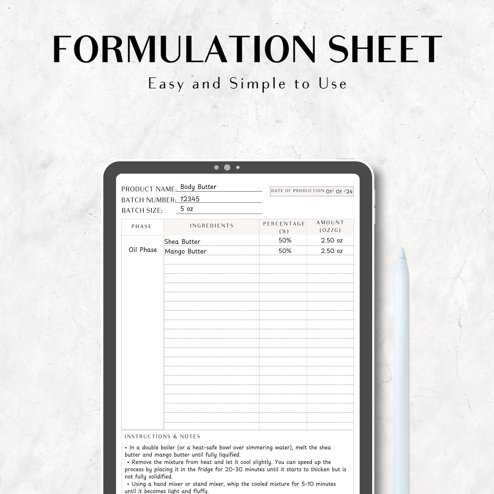 Cosmetic Formulation Workbook PDF | Printable Skincare Recipe Template ...