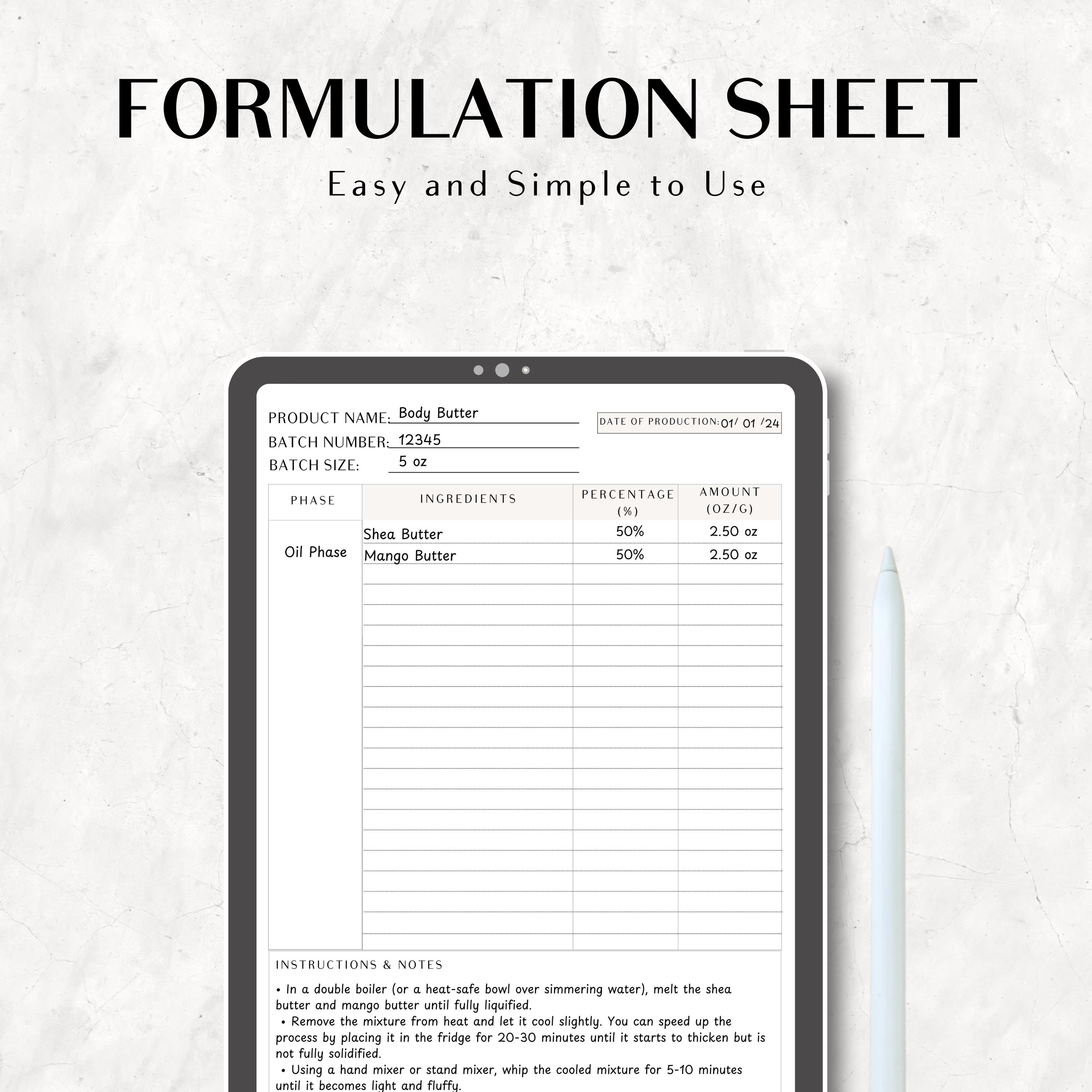 Cosmetic Formulation Workbook PDF | Printable Skincare Recipe Template ...