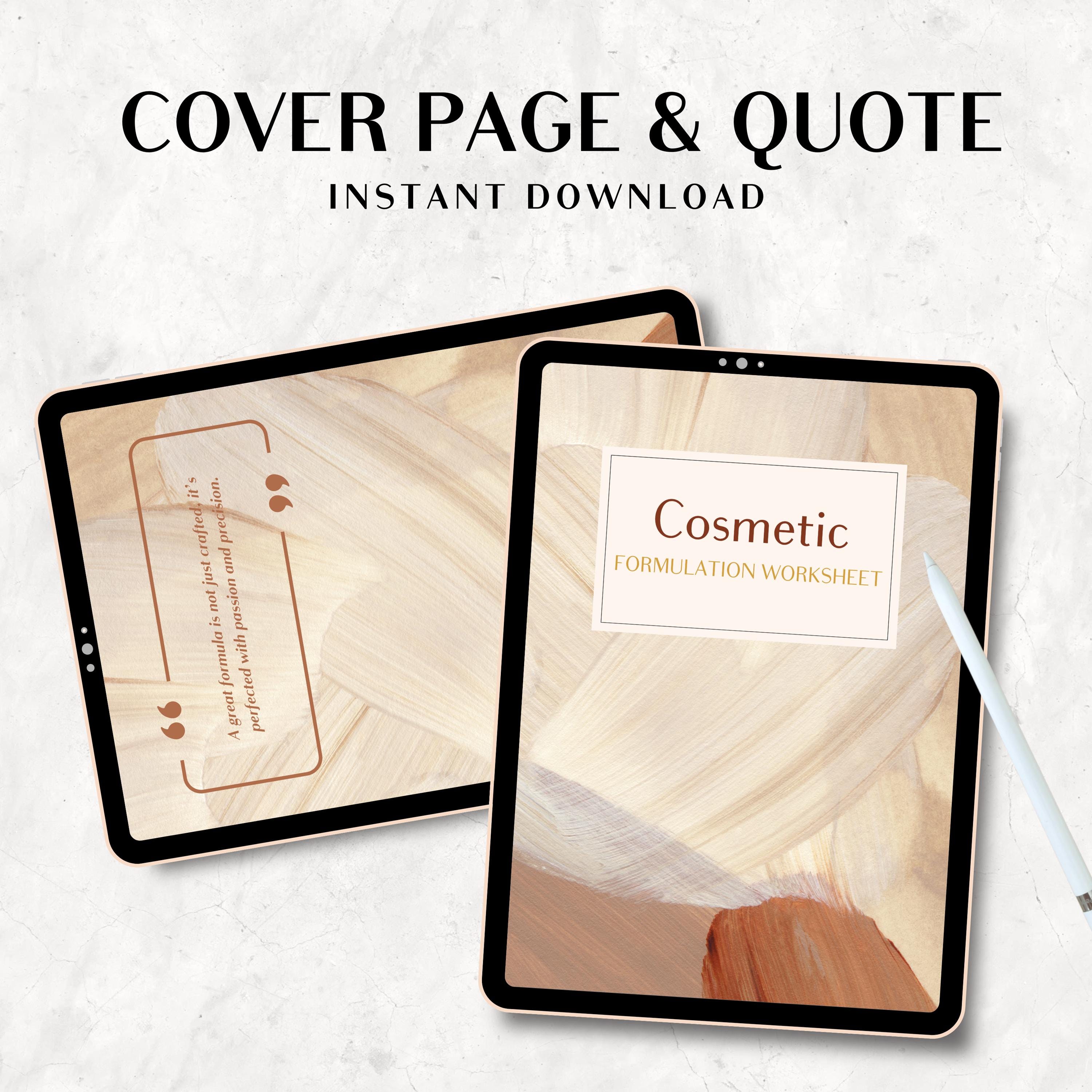 Cosmetic Formulation Workbook PDF | Printable Skincare Recipe Template ...