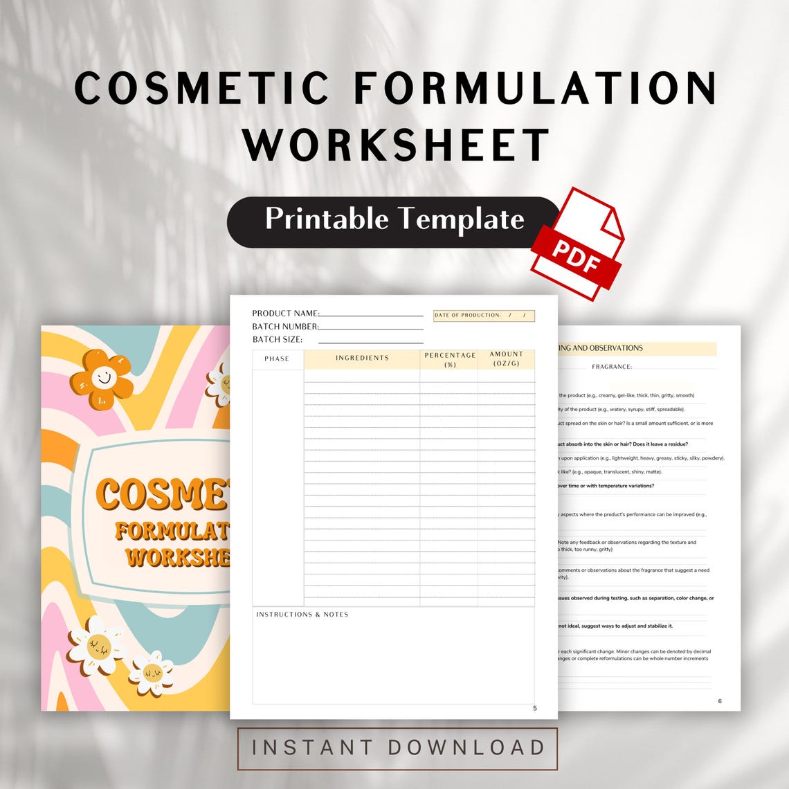 Cosmetic Formulation Workbook PDF | Printable Skincare Recipe Template ...