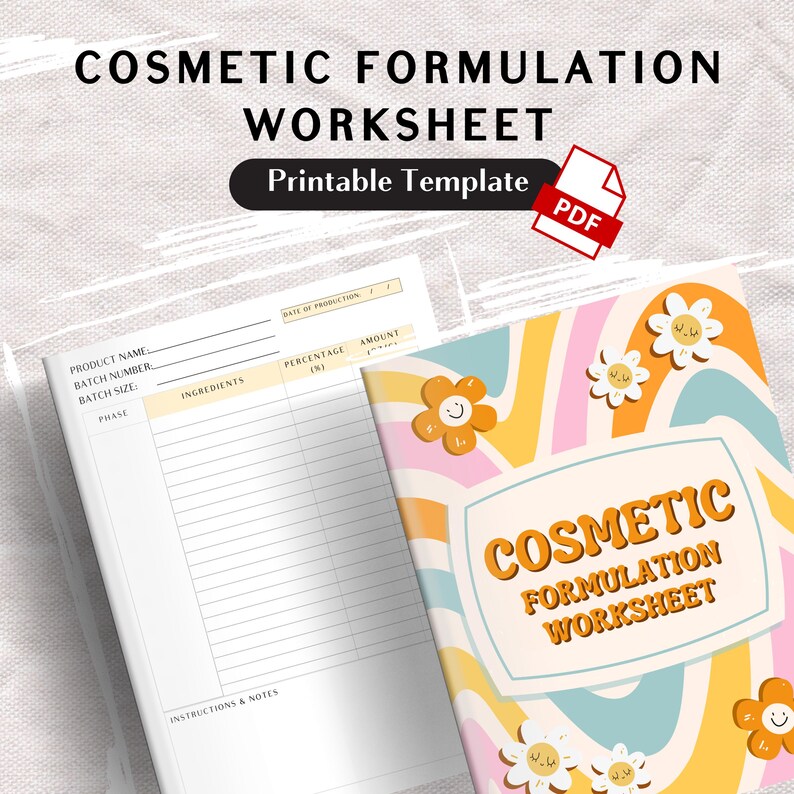 Cosmetic Formulation Worksheet | Printable DIY Skincare Recipe Template ...