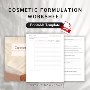 Cosmetic Formulation Workbook PDF | Printable Skincare Recipe Template ...