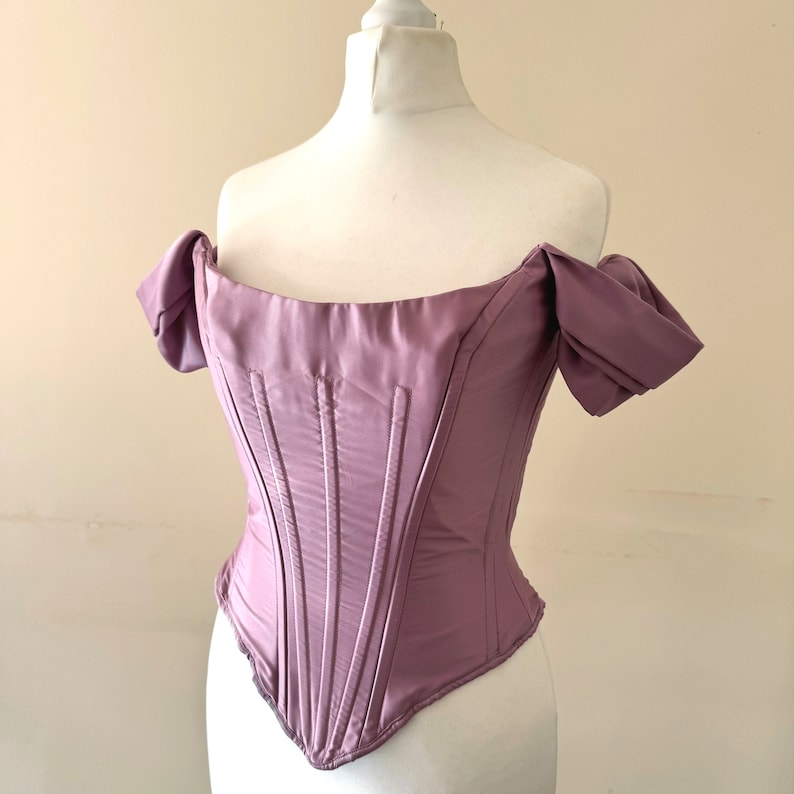 Satin Corset Romantic Draped Sleeve Lace up Bodice - Multiple Colors - Etsy