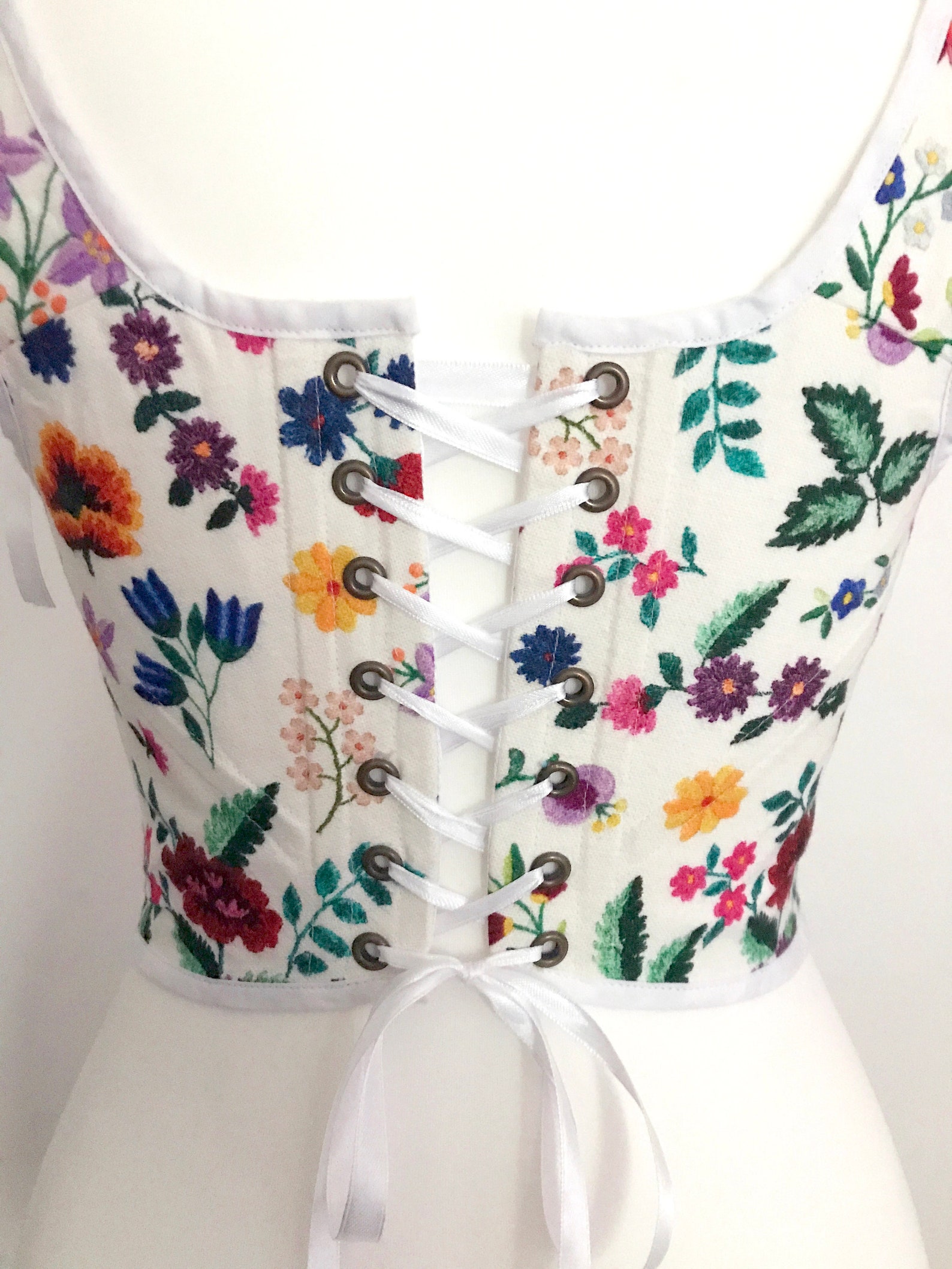 READY TO SHIP 18th Century Corset Stays Cottagecore Floral Embroidery ...