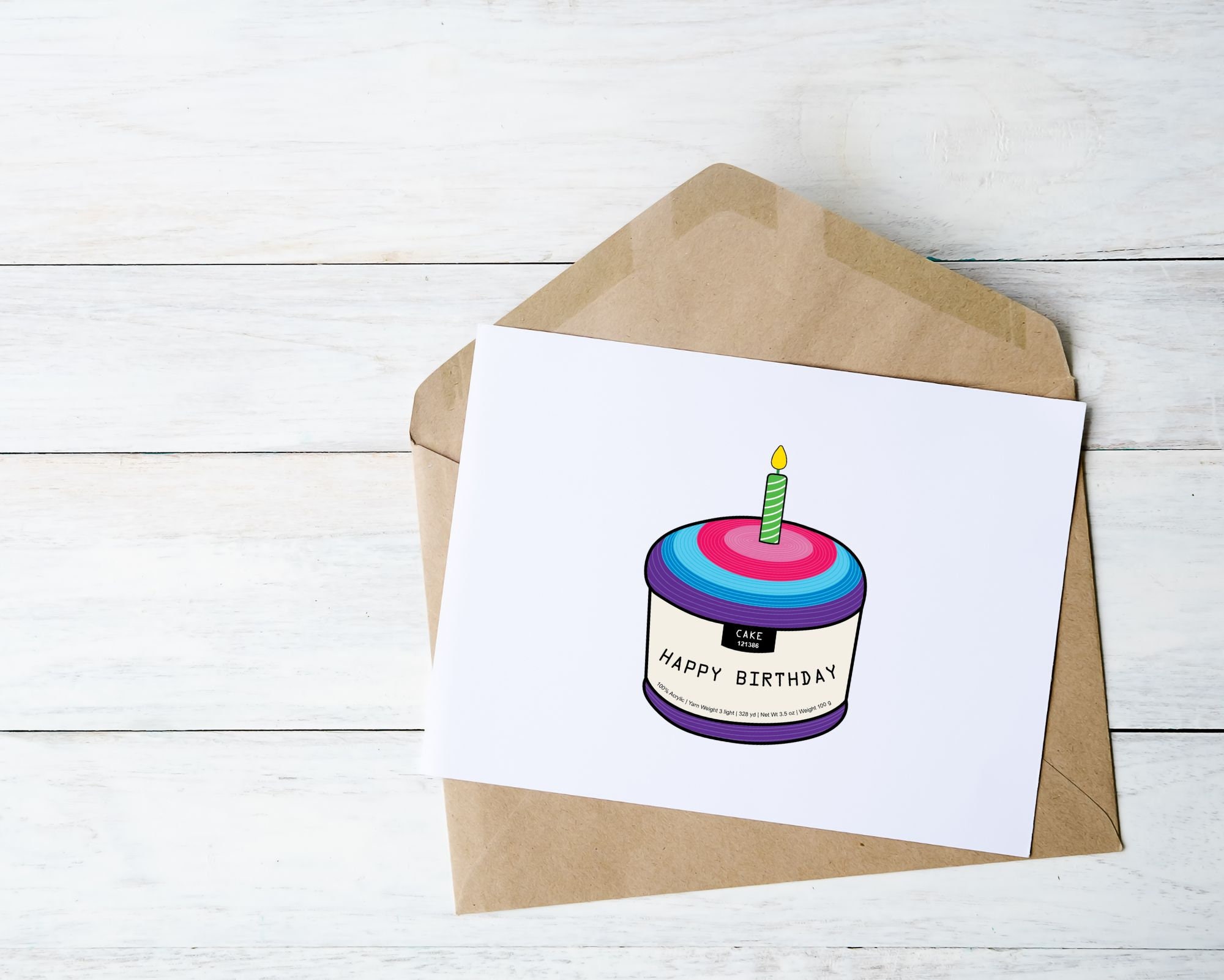 Printable Birthday Card Yarn Cake Card Downloadable Instant Download ...