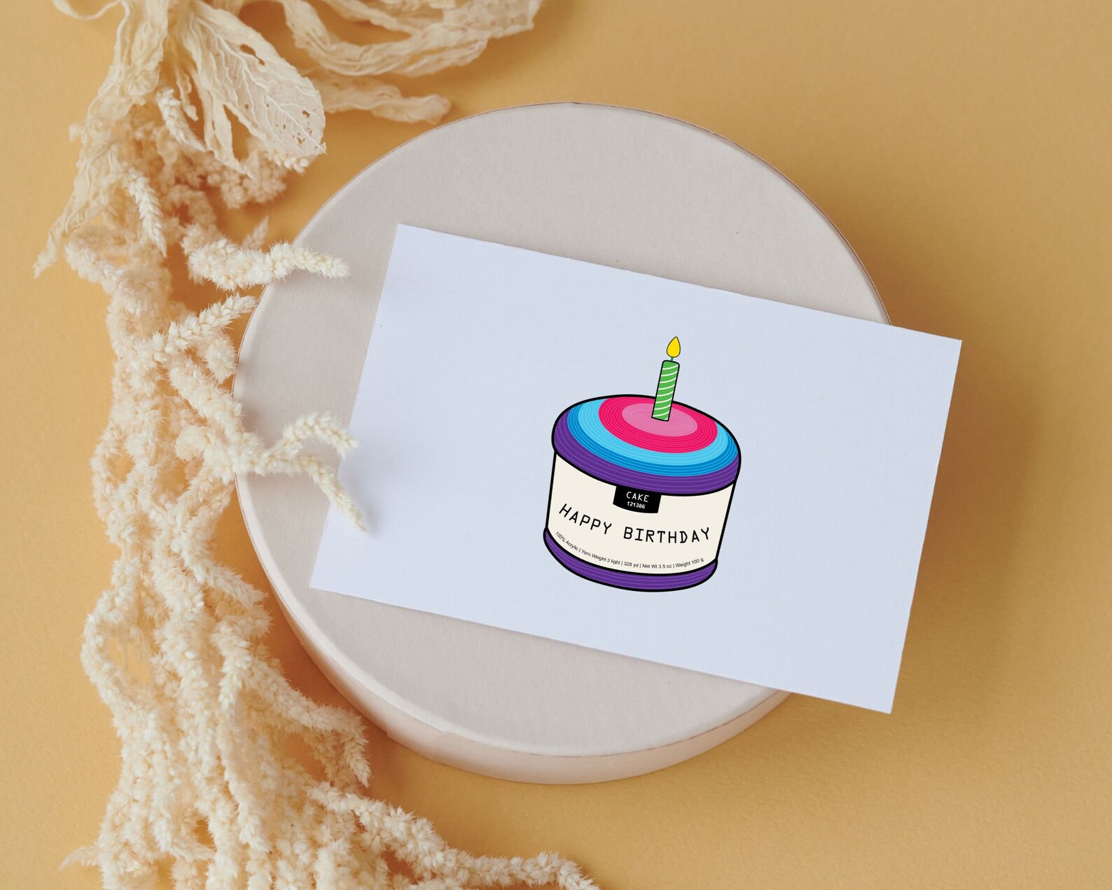 Printable Birthday Card Yarn Cake Card Downloadable Instant Download ...