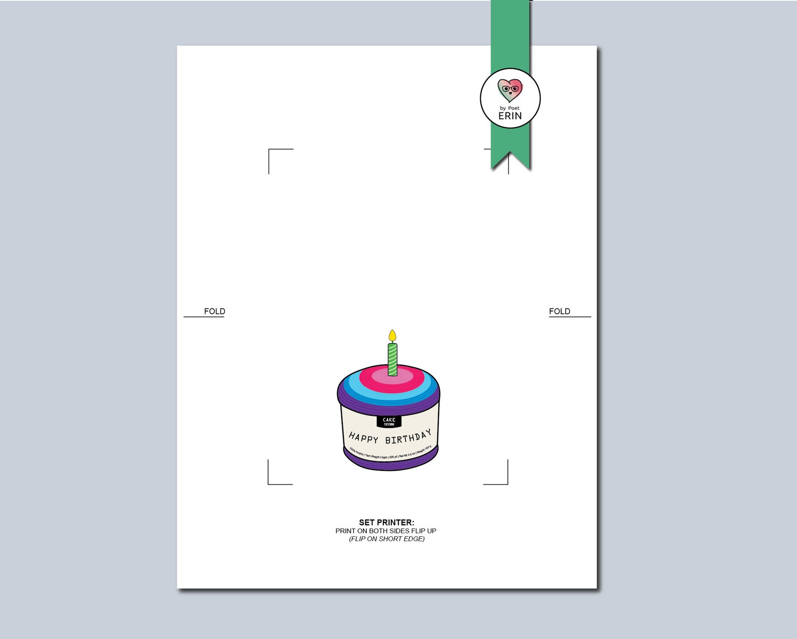 Printable Birthday Card Yarn Cake Card Downloadable - Etsy