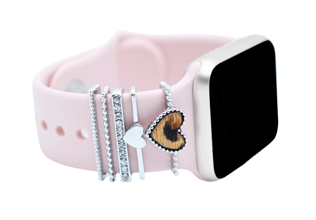 Smartwatch Band Stackable Jewelry Silver Ring Charms Watchband Bars ...