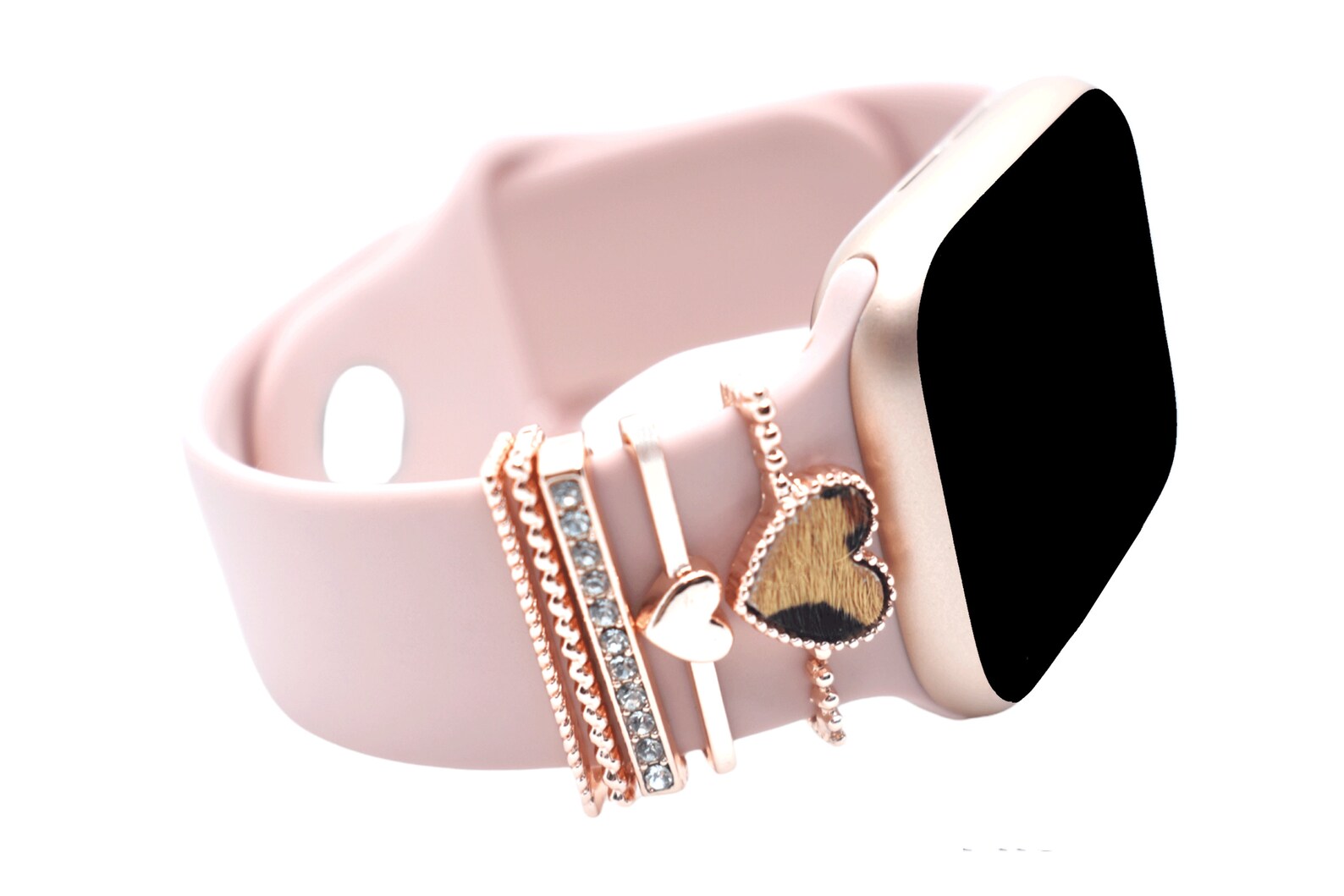 Smartwatch Band Stackable Jewelry Rose Gold Ring Charms Watchband Bars ...