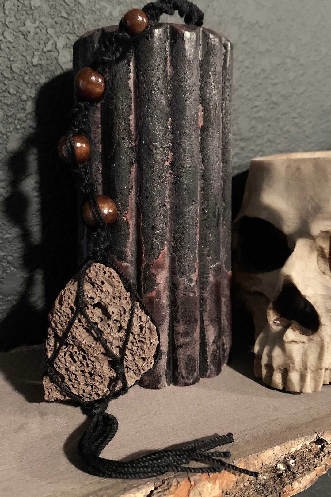 Lava Rock Macrame Rear View Hanger - Etsy Österreich