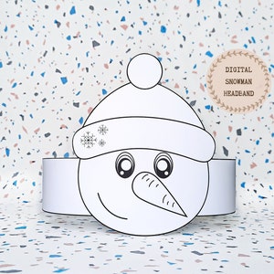 Snowman Paper Coloring Crown, Christmas Paper Hat for Kids, Instant ...
