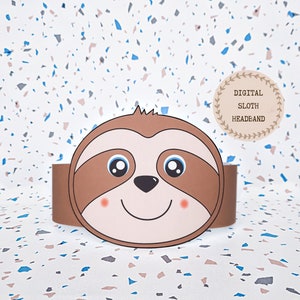 Sloth Paper Crown, Animal Paper Hat for Kids, Instant Download Paper ...