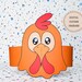 Chicken Paper Crown, Animal Paper Hat for Kids, Instant Download Paper ...