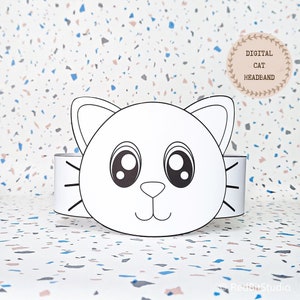 Cat Paper Coloring Crown, Animal Paper Hat for Kids, Instant Download ...