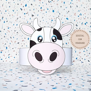 Cow Paper Crown, Animal Paper Hat for Kids, Instant Download Paper ...