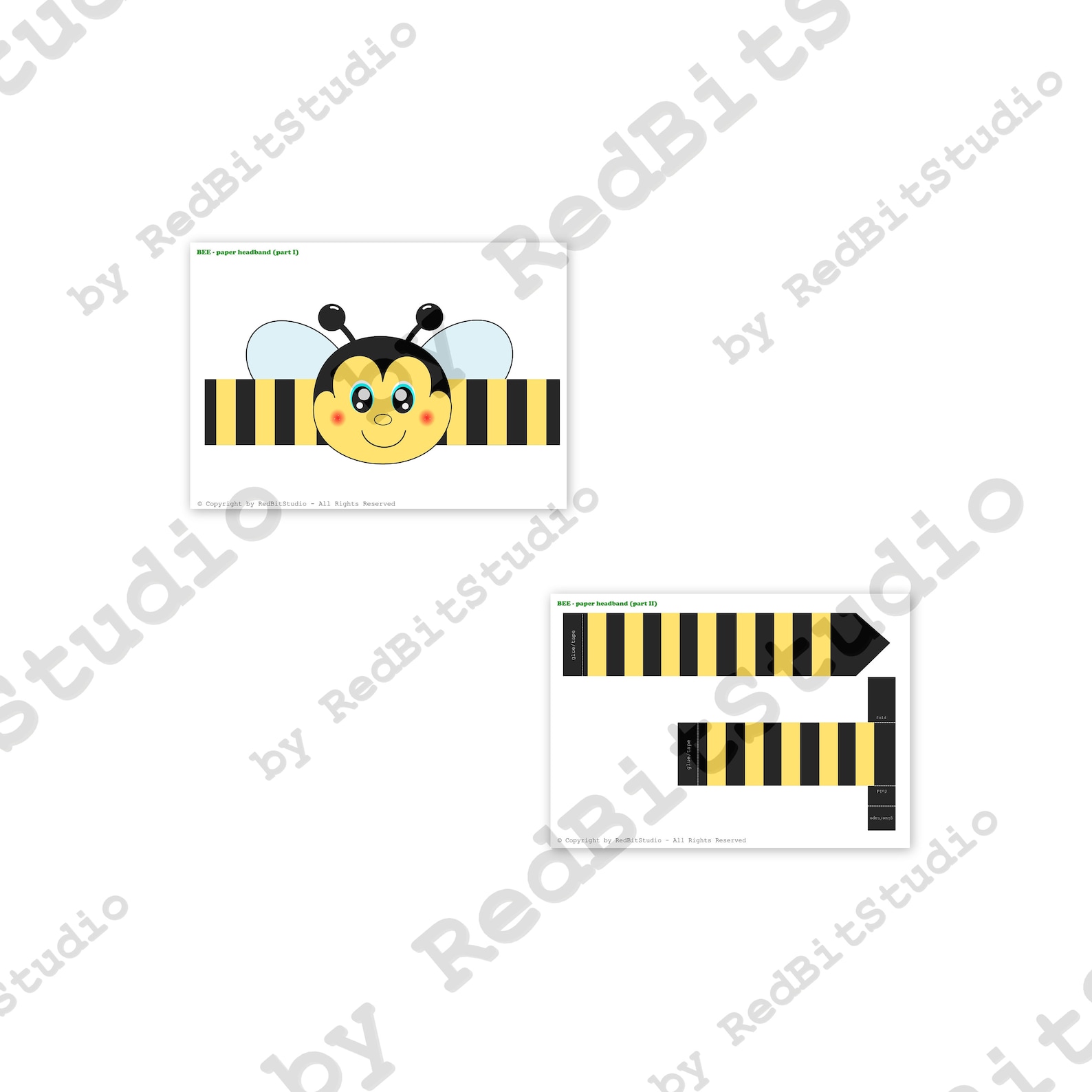 Bee Paper Crown, Animal Paper Hat for Kids, Instant Download Paper ...
