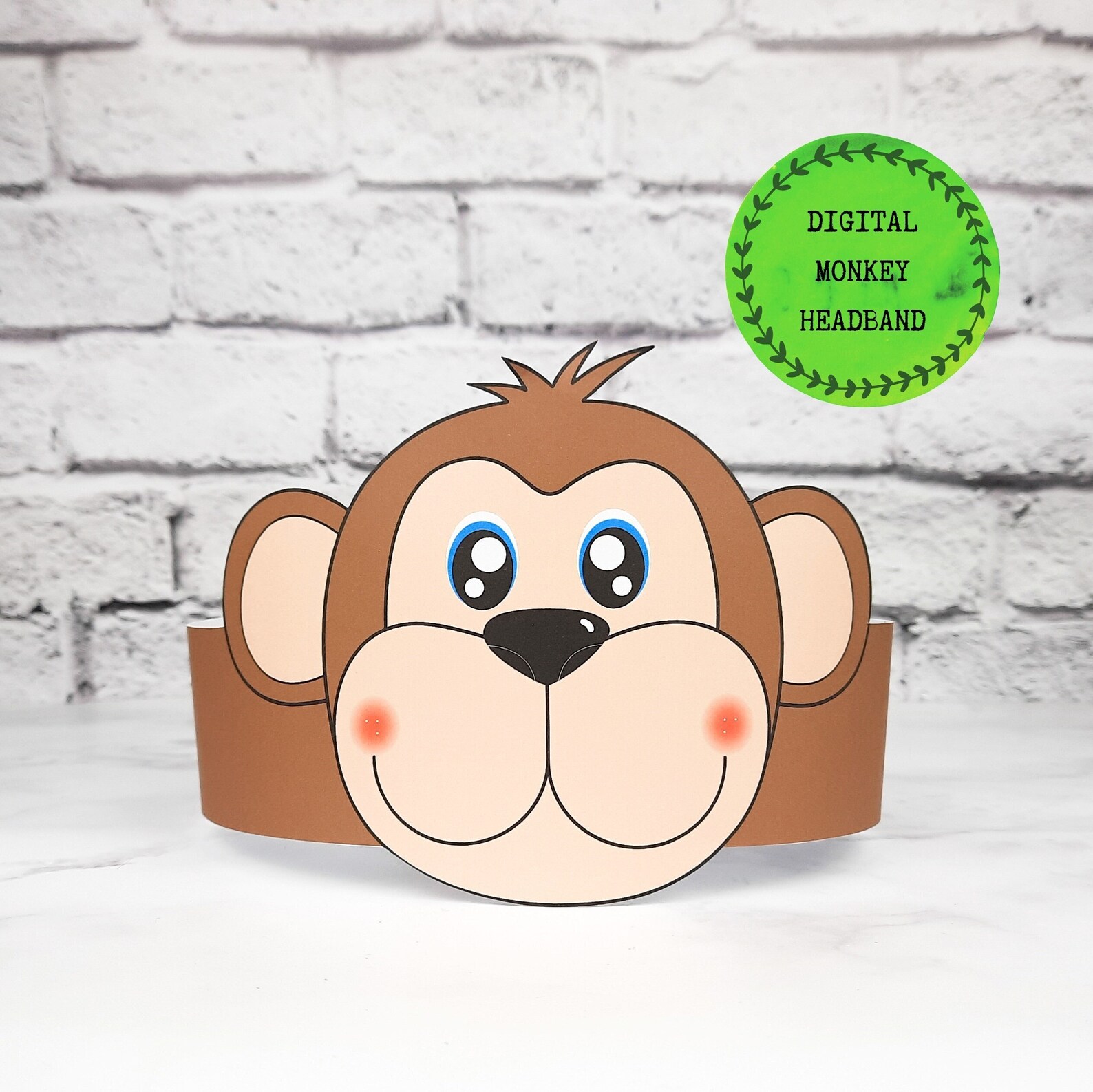Monkey paper crown Animal paper hat for kids instant | Etsy